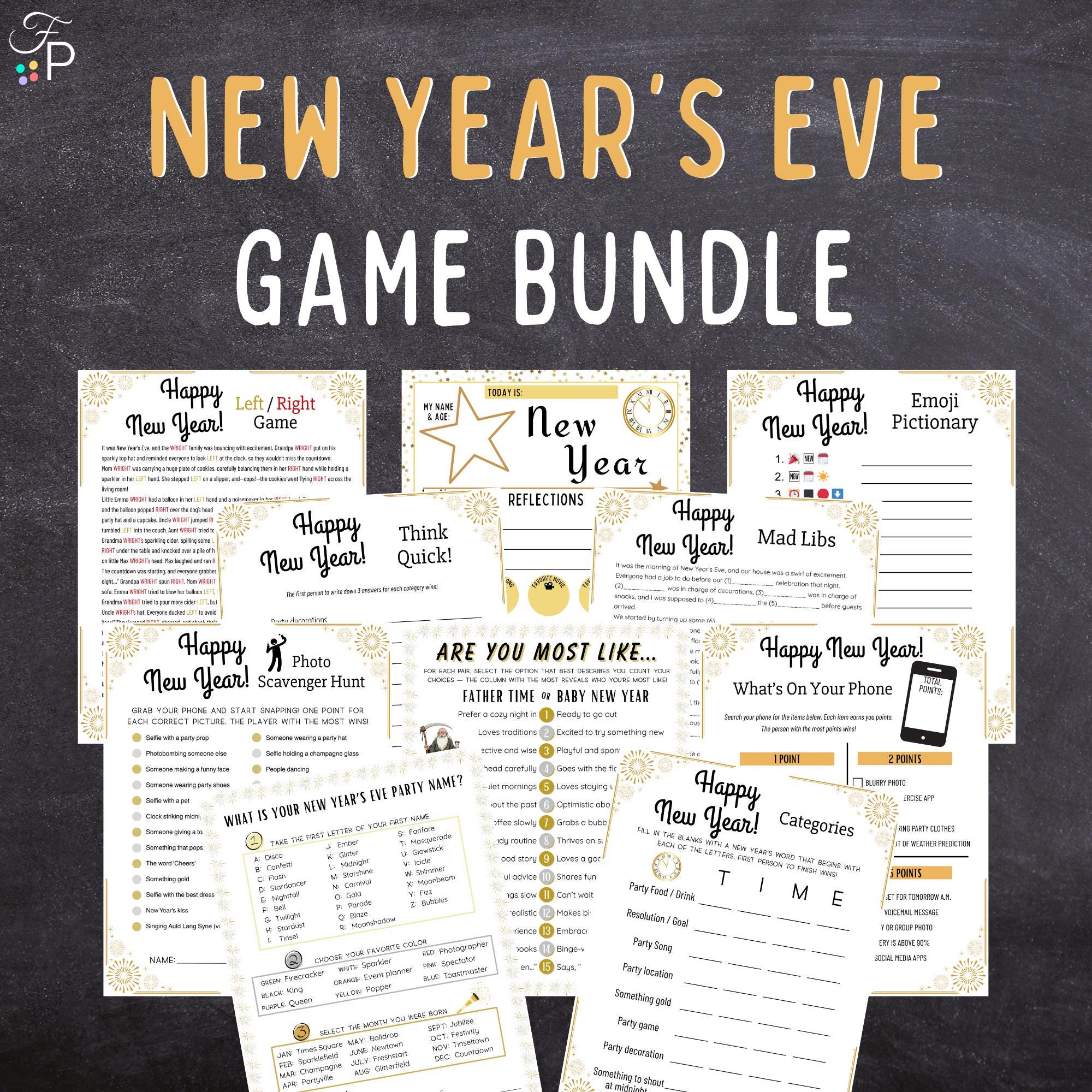 New Year's Eve Game Bundle | 25 Printable New Year Party Games for Kids ...