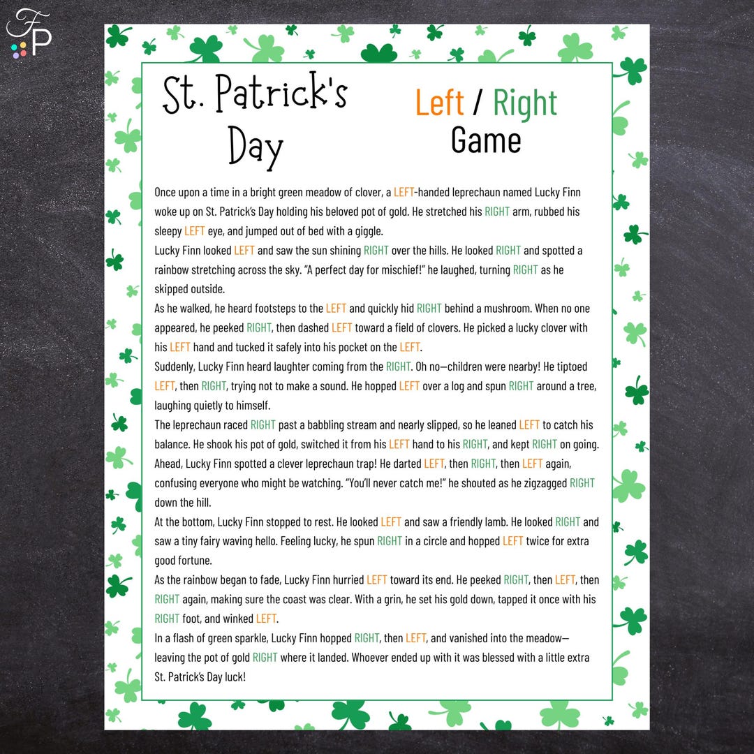 St Patricks Day Left Right Game | Printable St. Patrick's Day Party ...