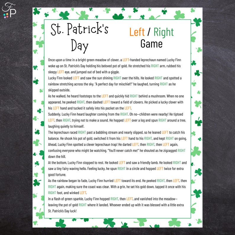 St Patricks Day Left Right Game | Printable St. Patrick's Day Party ...
