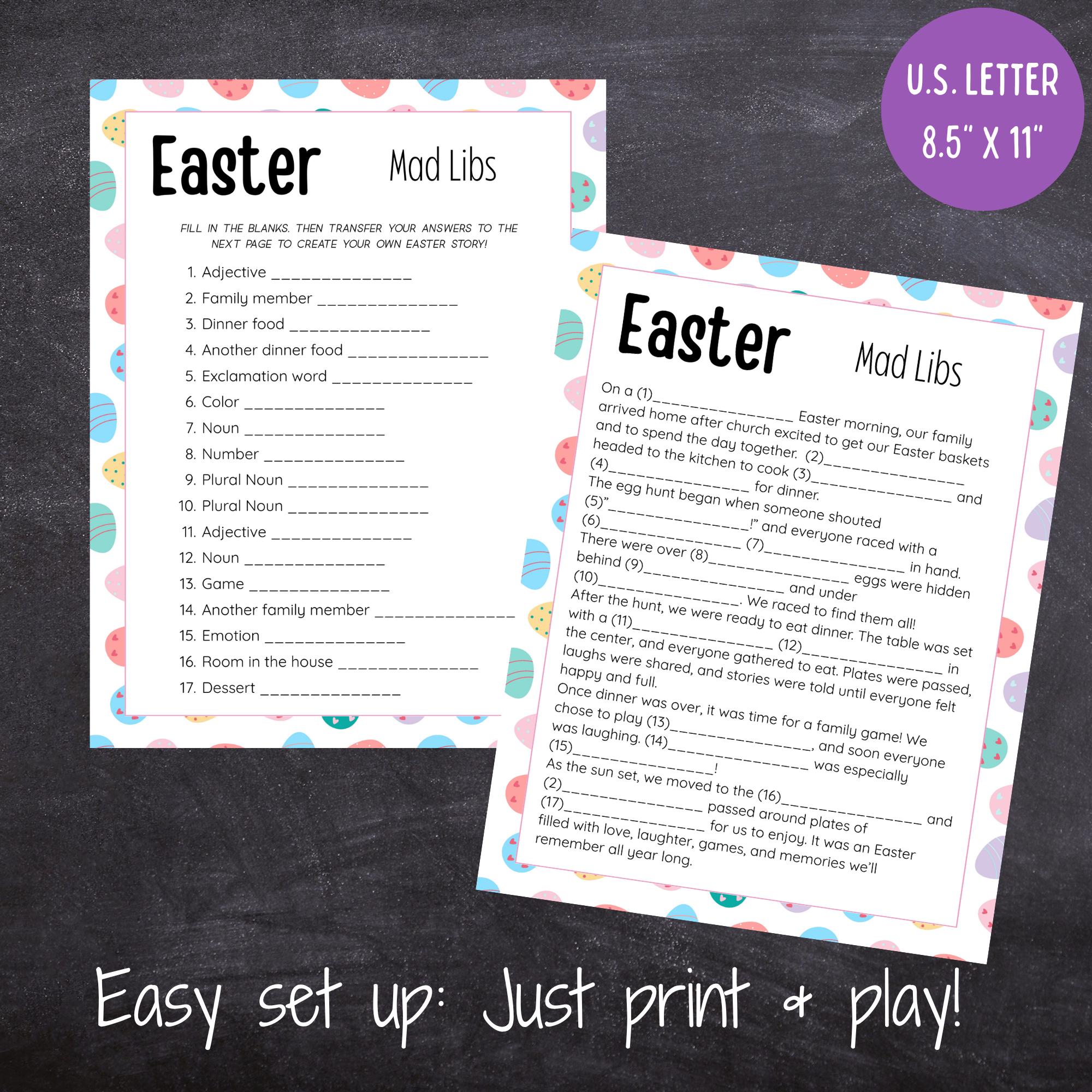 Easter Mad Libs Game | Printable Easter Party Game for Kids, Adults ...