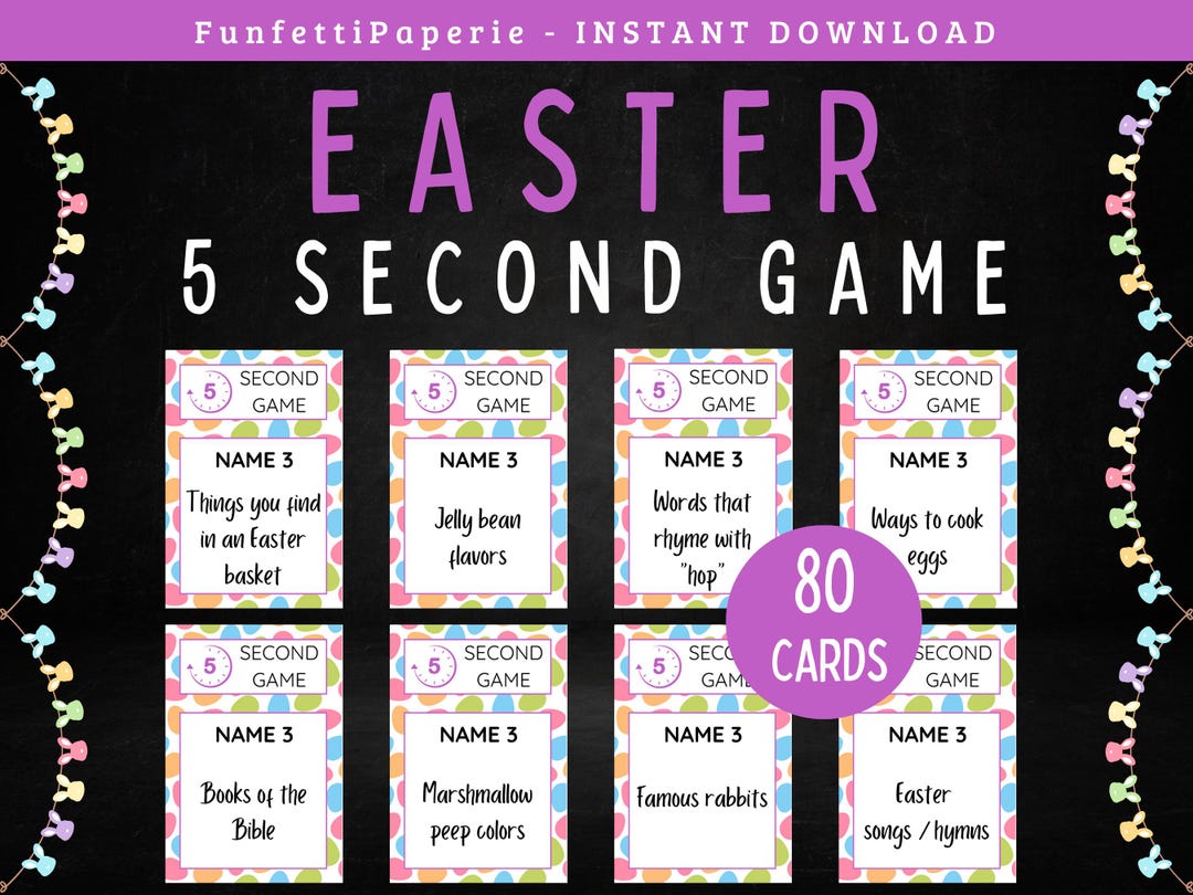 Juego de Pascua de 5 segundos, juego de Pascua imprimible para adultos ...