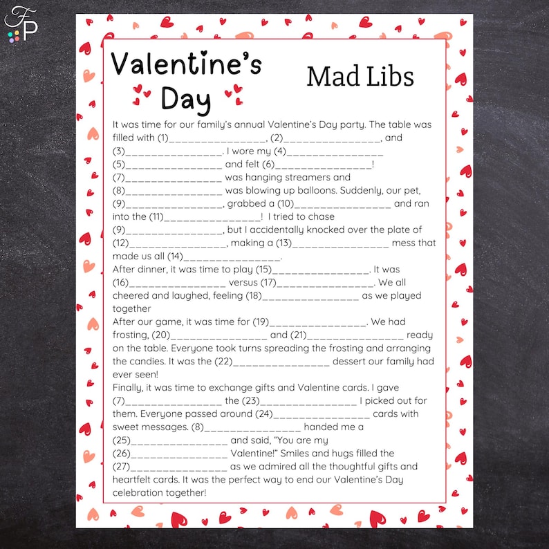 Valentine's Day Mad Libs | Printable Party Game | Fun Activity for Kids ...