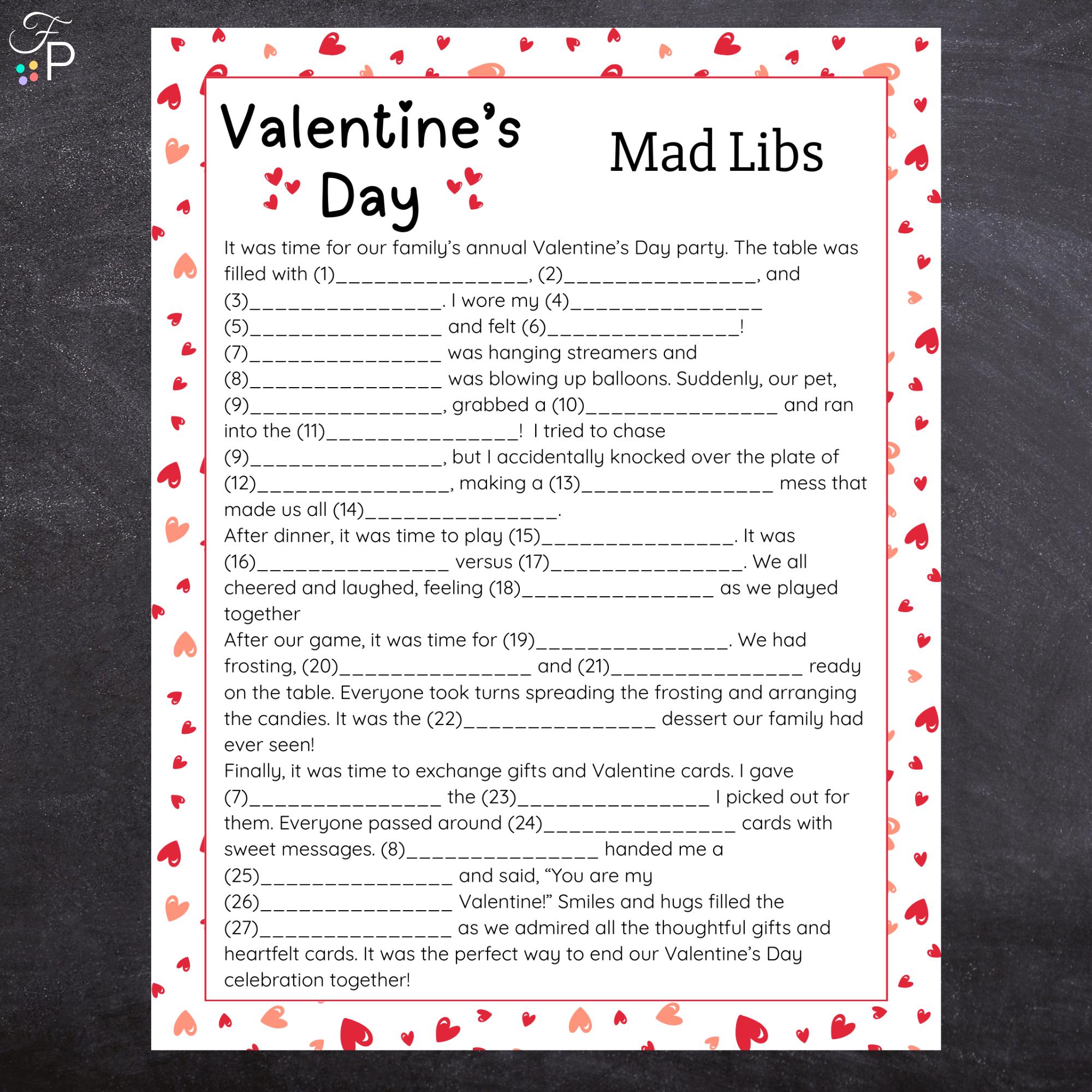 Valentine's Day Mad Libs | Printable Party Game | Fun Activity for Kids ...