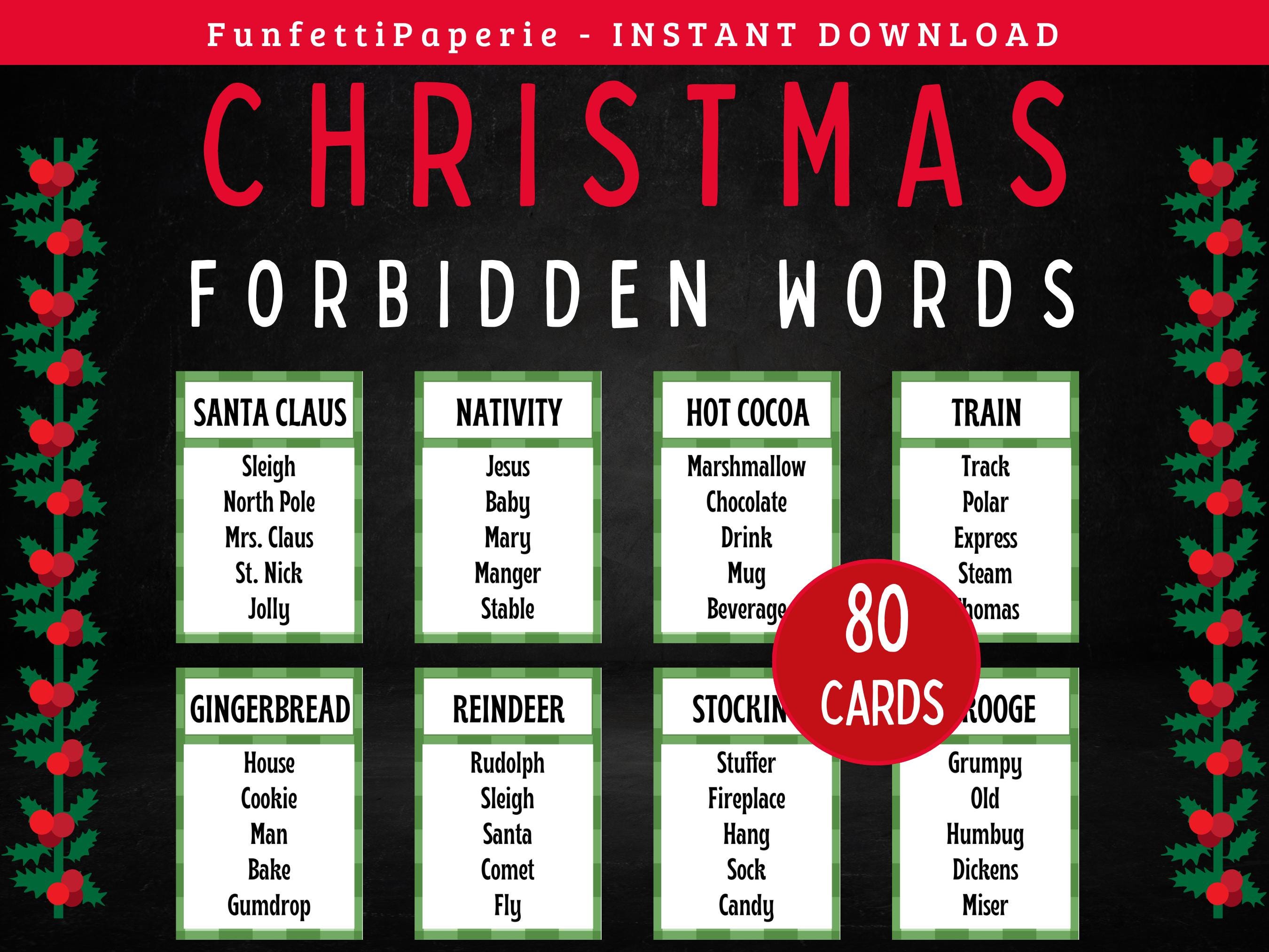 Christmas Forbidden Words, Printable Christmas Game for Kids & Adults ...