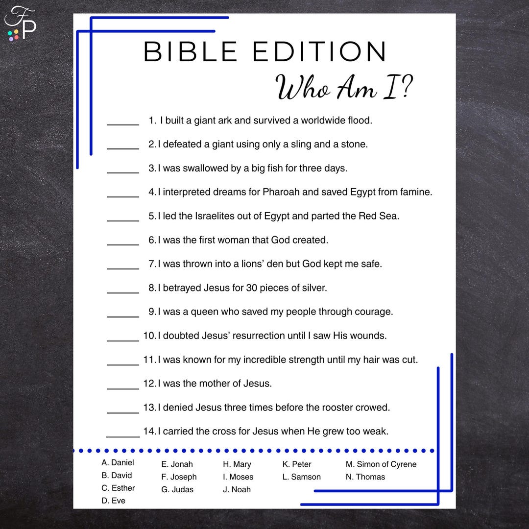 Bible Who Am I | Printable Bible Activity for Kids, Adults, Family ...