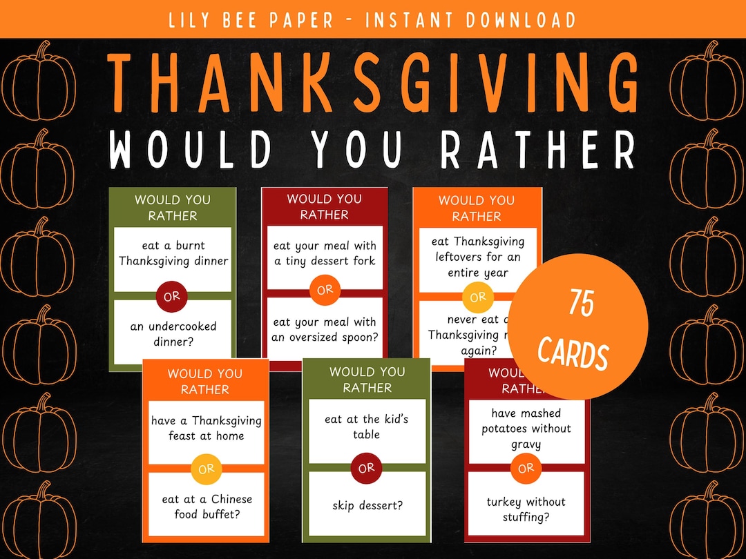 Thanksgiving Would You Rather, Printable Thanksgiving Game ...