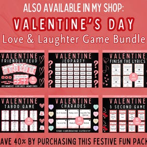 Valentine's Day Jeoparty Game, Printable Valentine Party Game for Teens ...