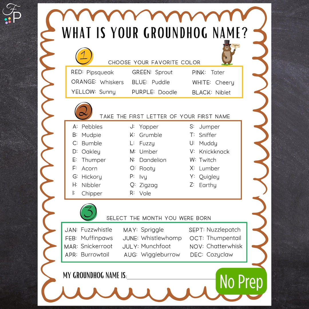 What is Your Groundhog Name Game - Fun Printable Name Generator - No ...