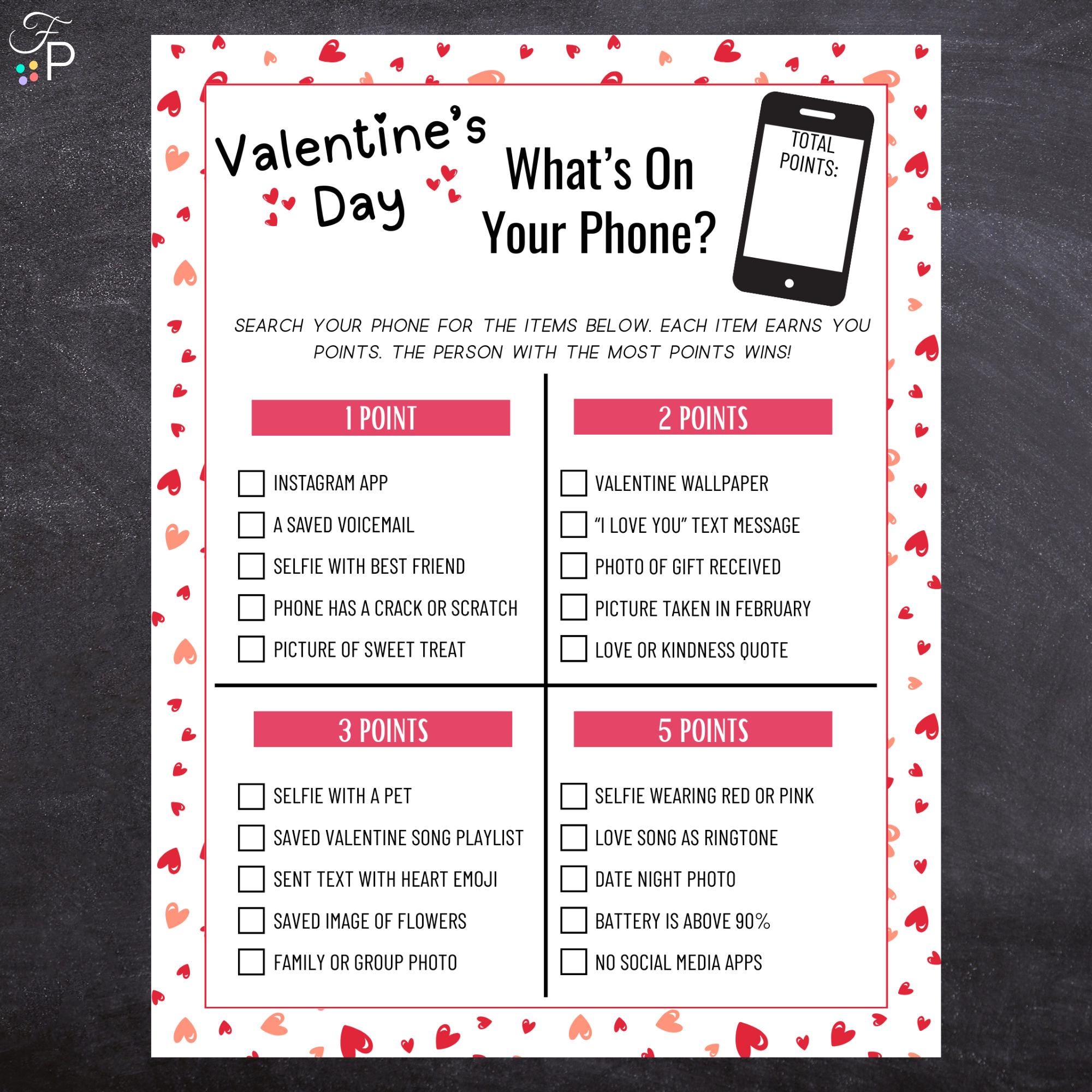 Valentine What's on Your Phone | Printable Party Game | Fun Activity ...