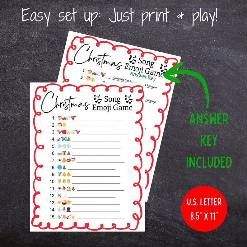Christmas Song Emoji Pictionary | Printable Christmas Game | Christmas ...