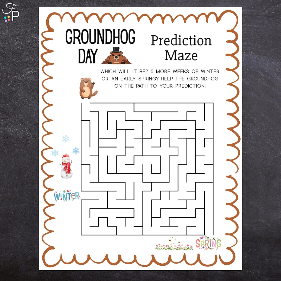 Groundhog Day Prediction Maze | Printable Groundhog Day Party Game for ...