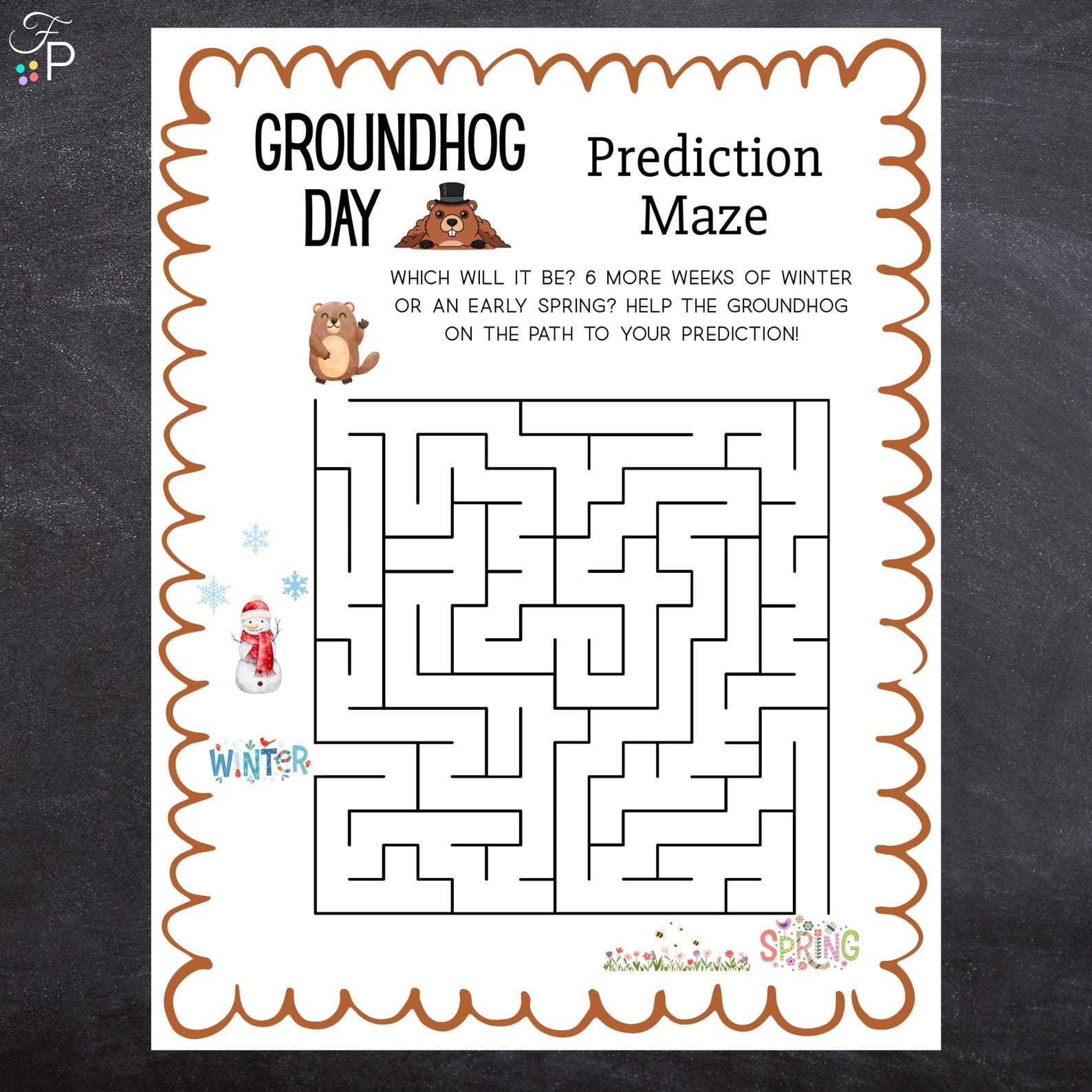 Groundhog Day Prediction Maze | Printable Groundhog Day Activity for ...