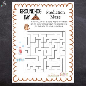 Groundhog Day Prediction Maze | Printable Groundhog Day Party Game for ...