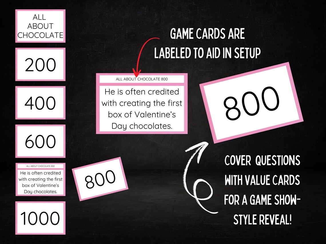 Valentine's Day Jeoparty Game, Printable Valentine Party Game for Teens ...