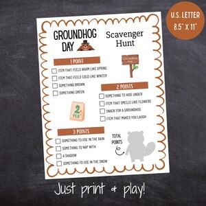 Groundhog Day Scavenger Hunt | Printable Groundhog Day Party Game for ...