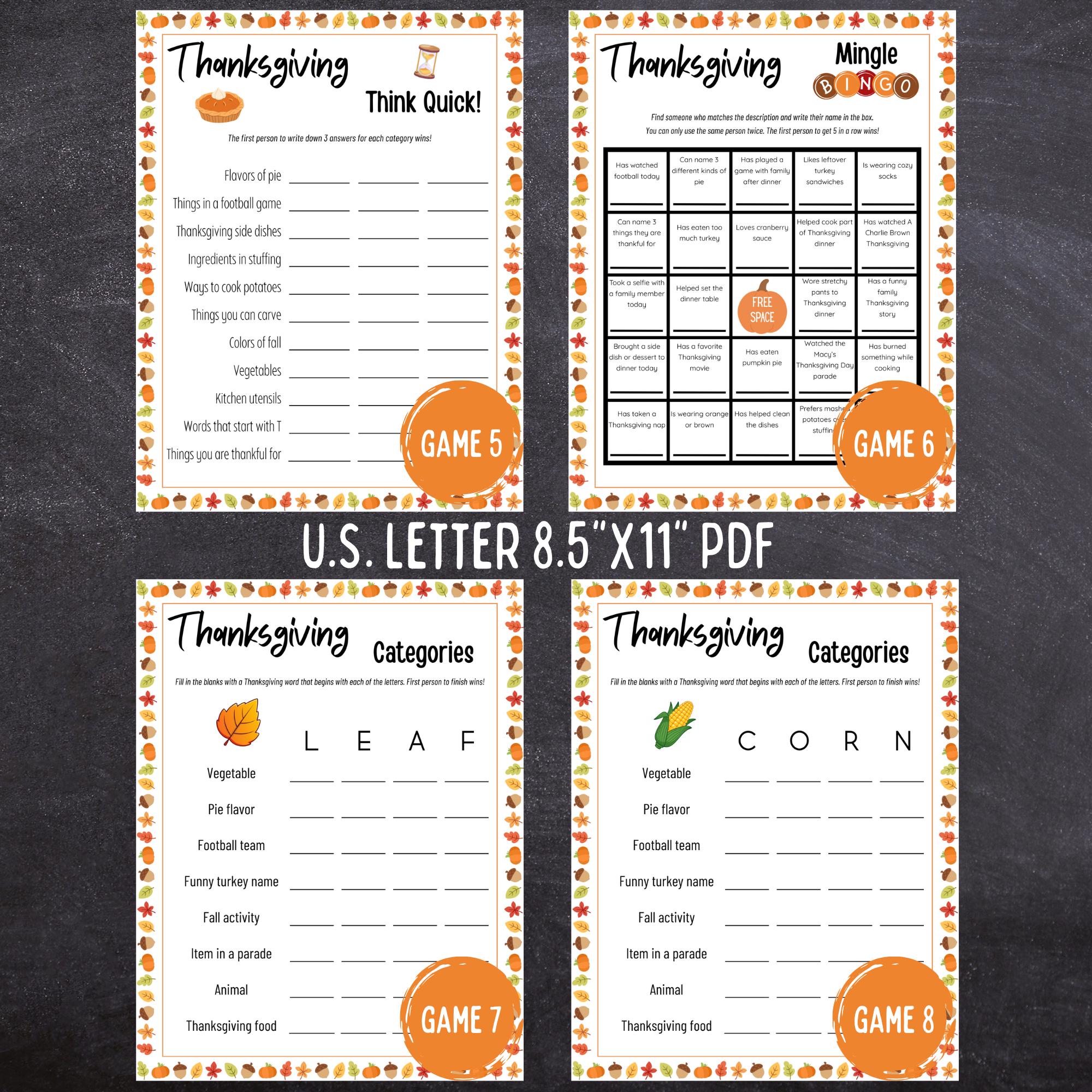 Thanksgiving Game Bundle - No Prep Party Games for Family ...