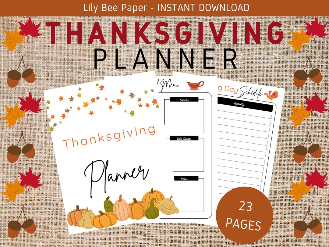 Thanksgiving Planner Thanksgiving Day Planner Thanksgiving Dinner ...