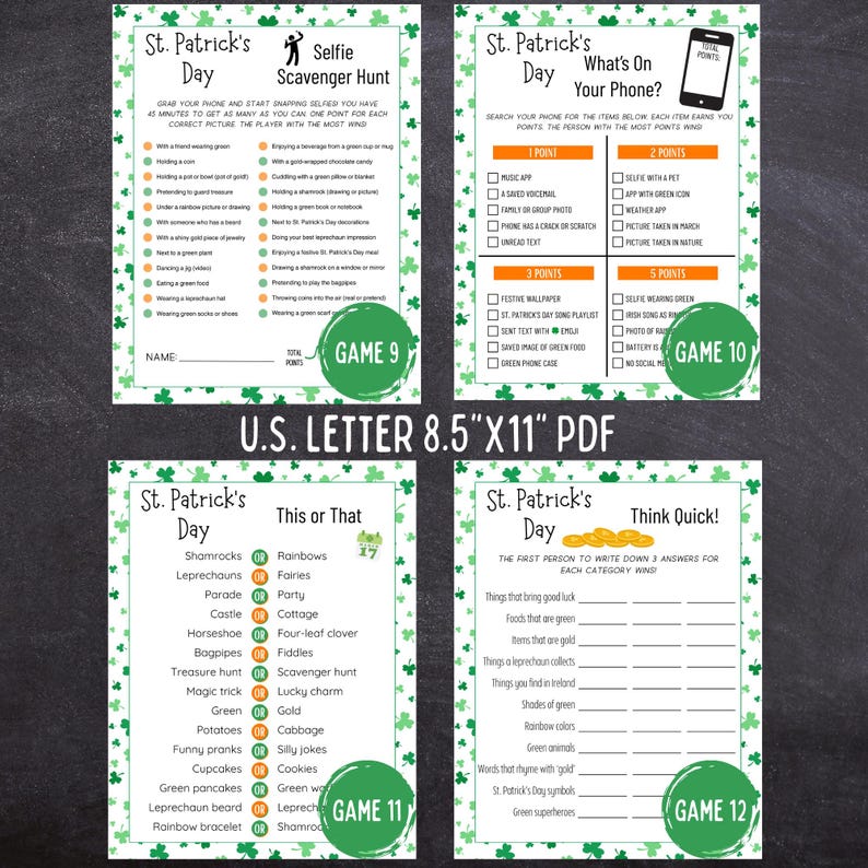 Printable St. Patrick's Day Games Bundle | 25 St Patrick's Day Party ...