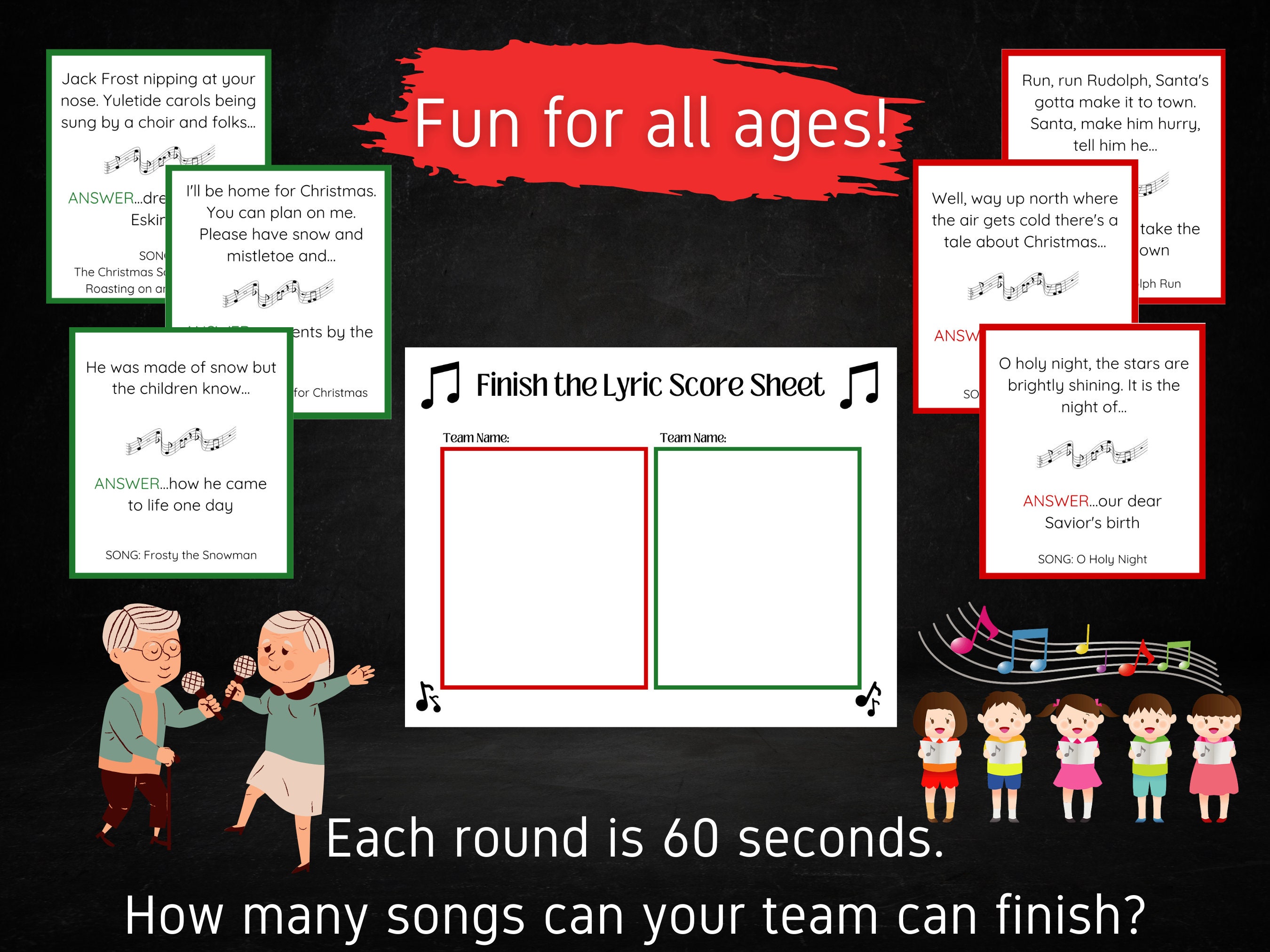 Christmas Finish the Lyrics Printable Christmas Song Game Christmas ...