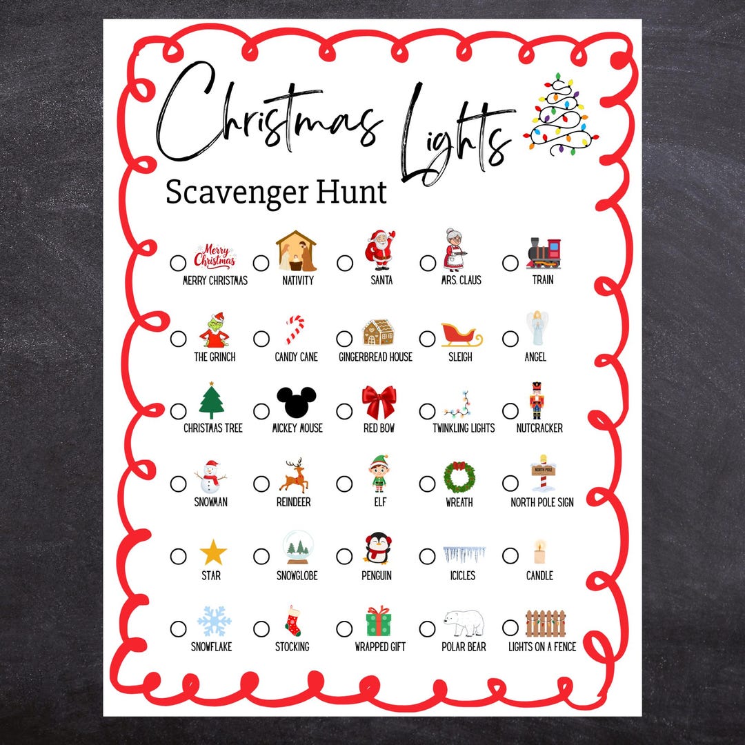 Christmas Lights Scavenger Hunt | Printable Christmas Game | Christmas ...