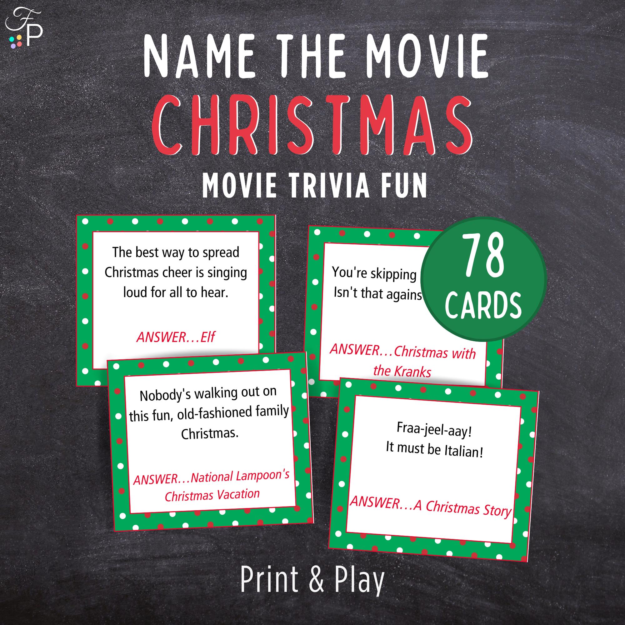 Christmas Movie Trivia Game - Quick Setup Name the Movie Holiday Game ...