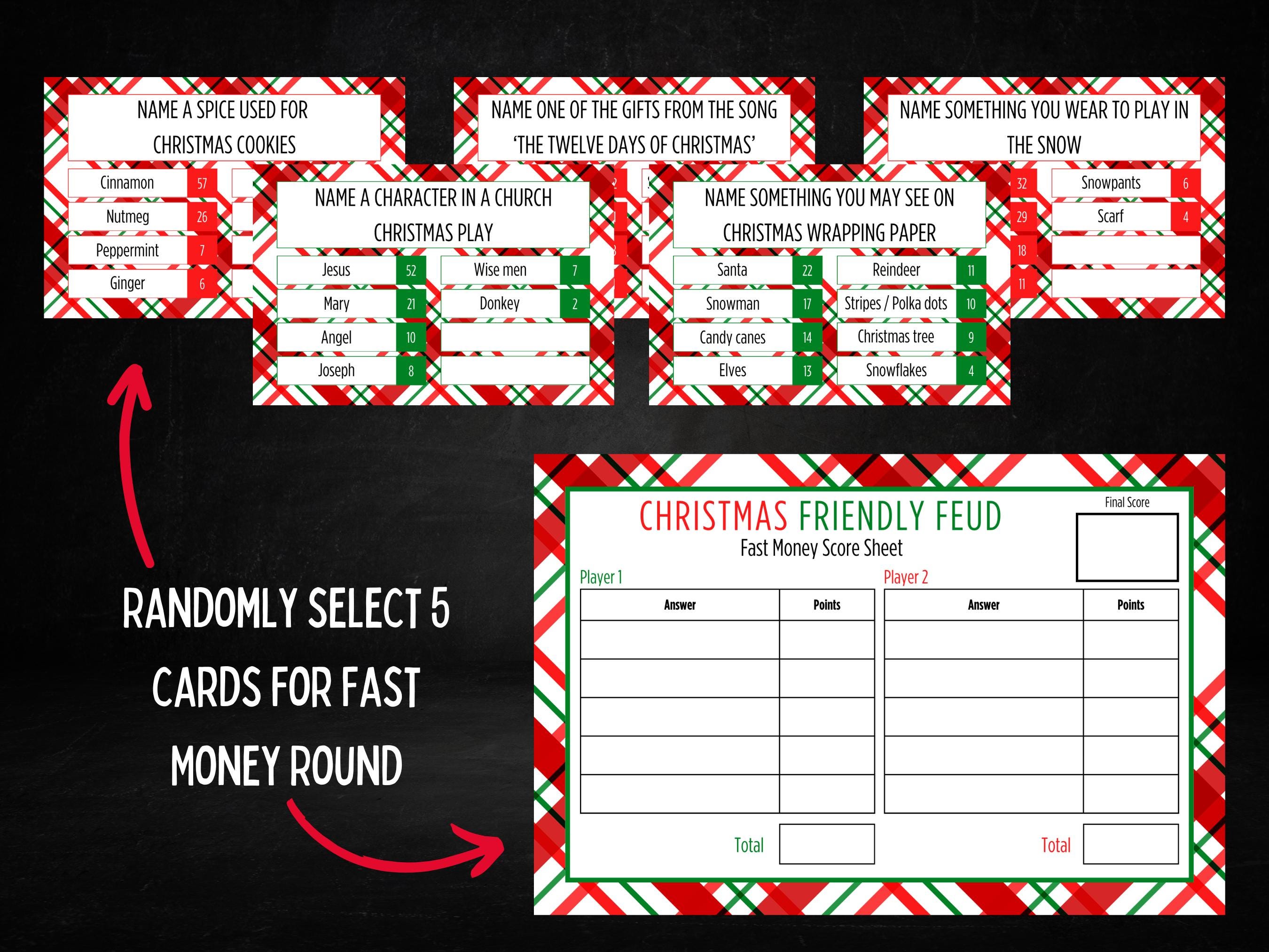 Christmas Friendly Feud, Printable Christmas Party Game for Adults and ...