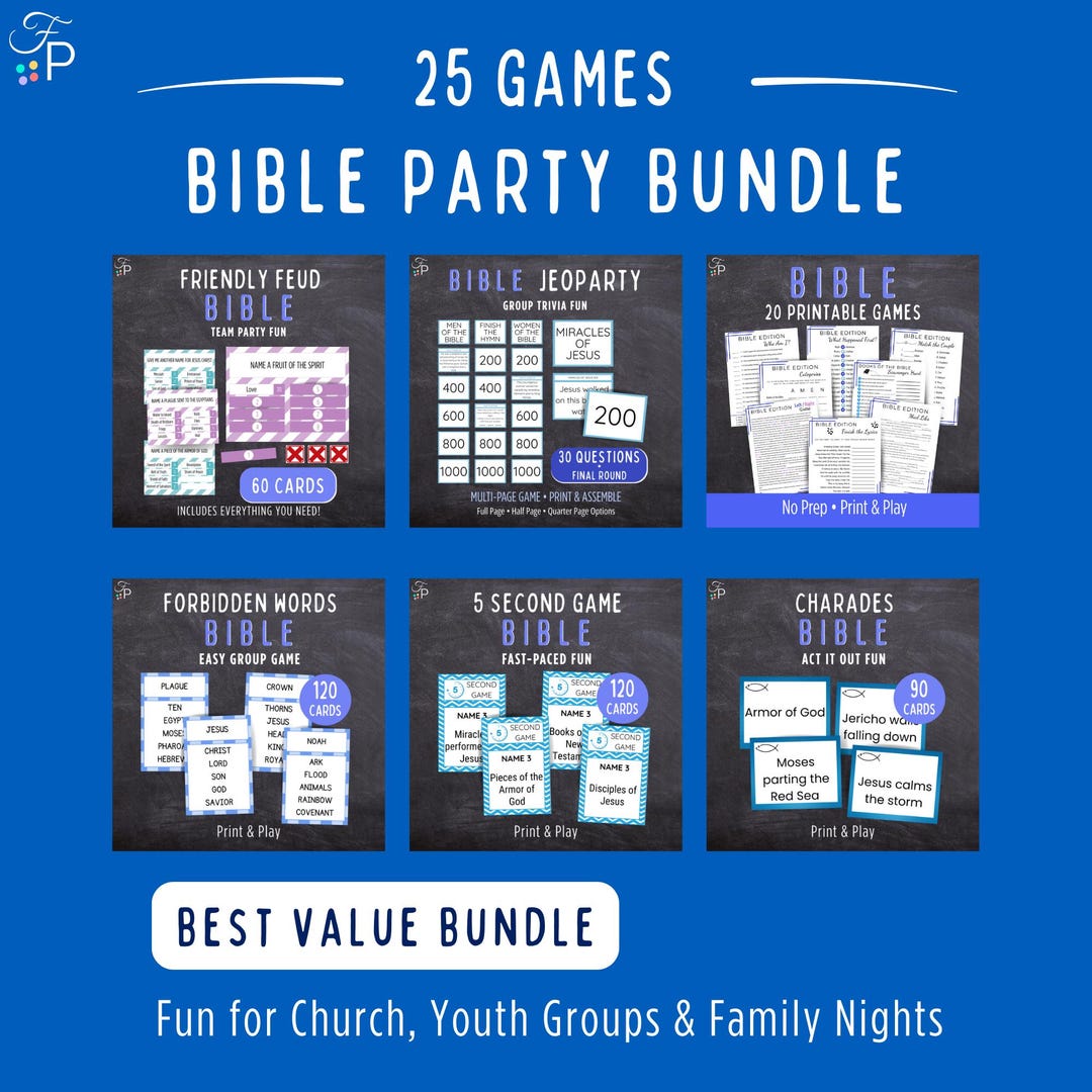 Bible Party Game Bundle - Easy Church Group Games for Kids Teens Adults ...