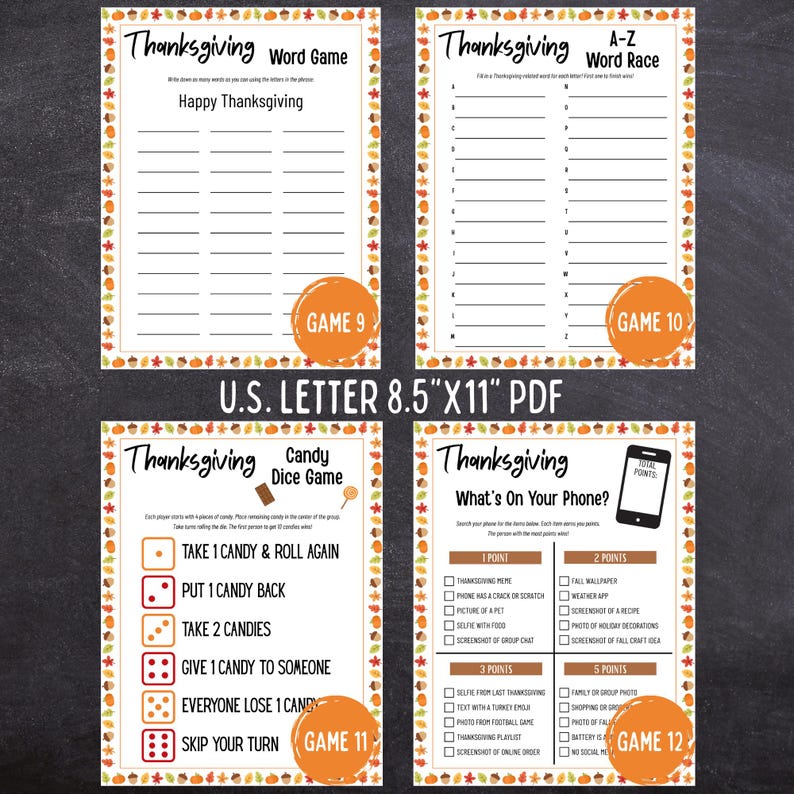 Thanksgiving Game Bundle - No Prep Party Games for Family ...