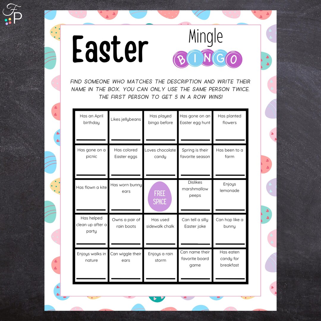 Easter Mingle Bingo Game | Printable Easter Party Game for Kids, Adults ...