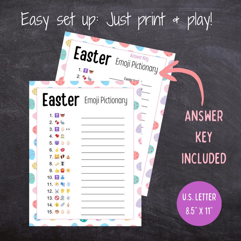 Easter Emoji Pictionary | Printable Easter Party Game for Kids, Adults ...