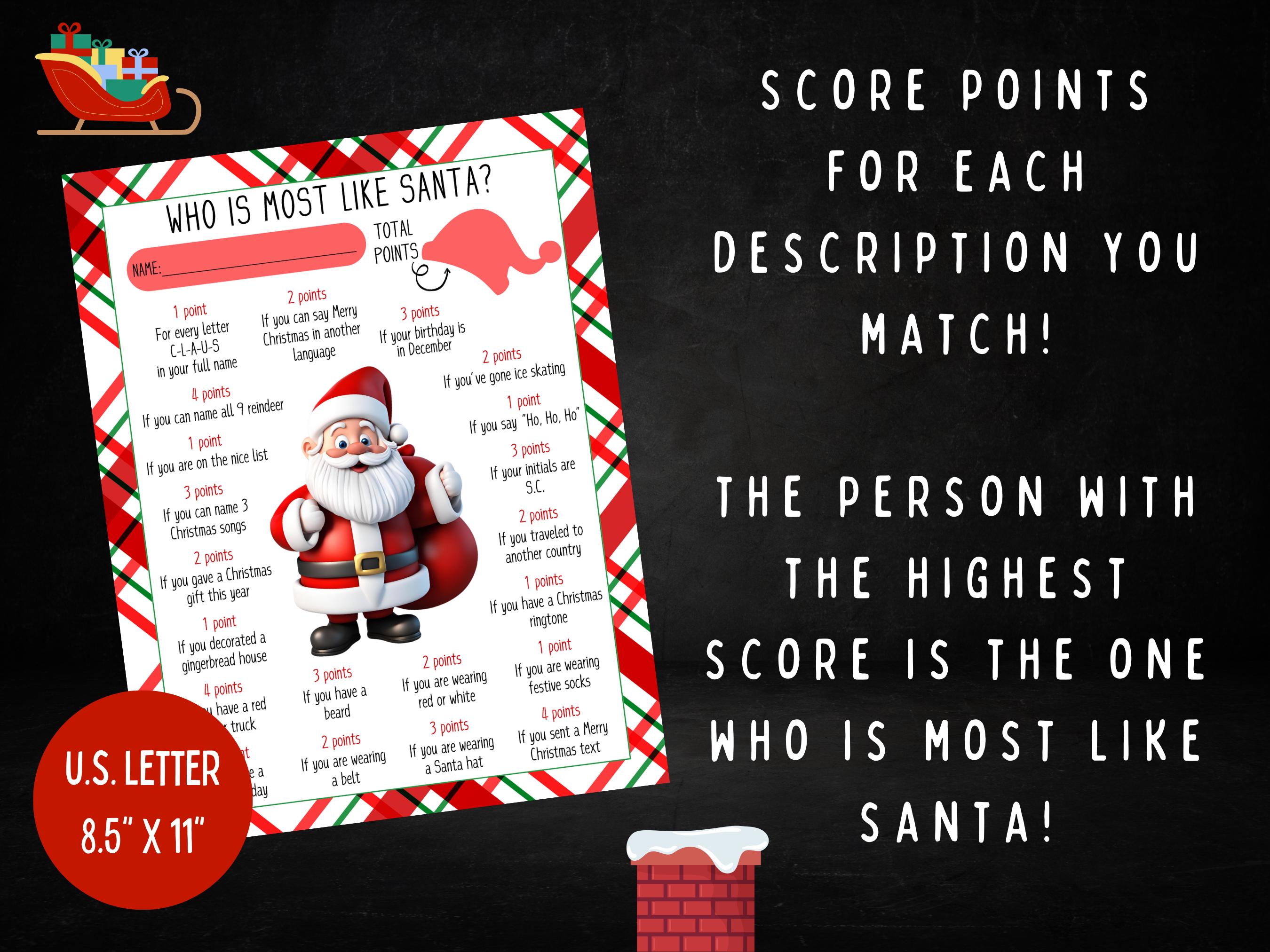 Who is Most Like Santa: Printable Christmas Party Game (PDF Download ...