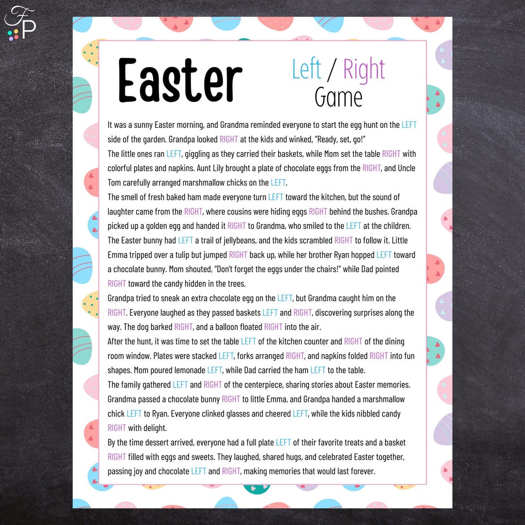 Easter Left Right Game | Printable Easter Party Game for Kids, Adults ...