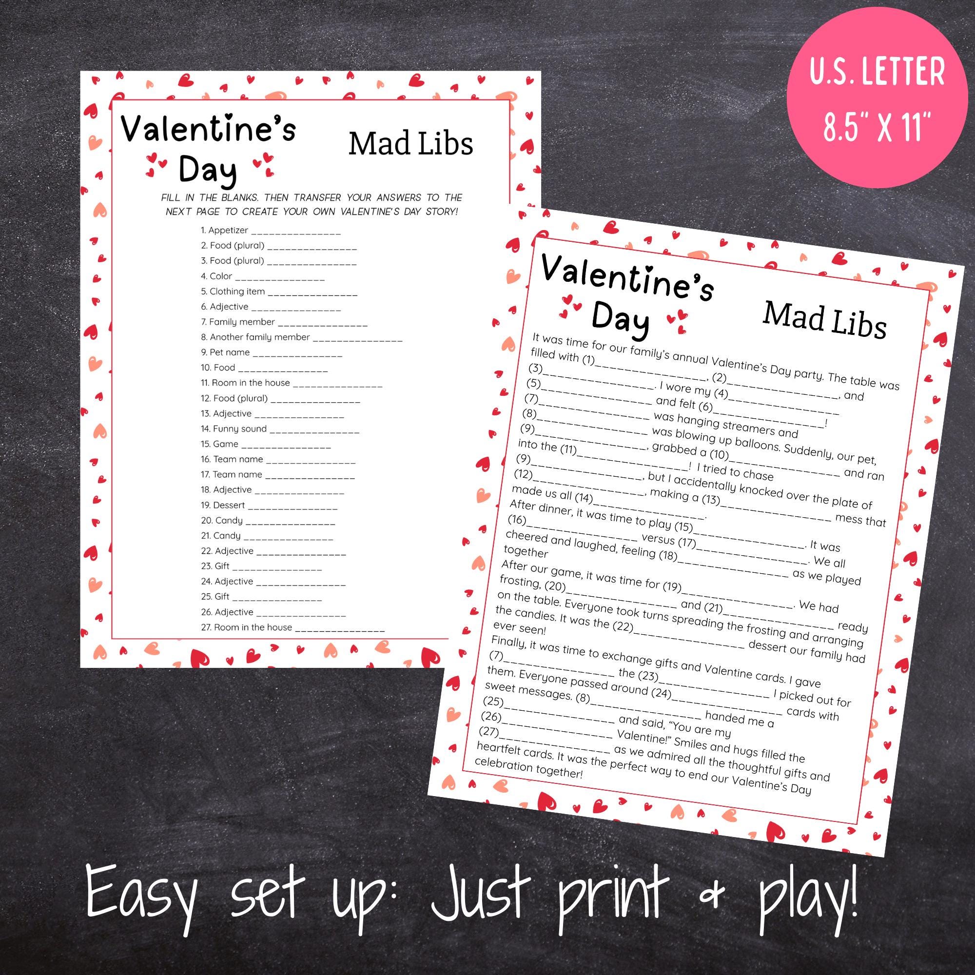 Valentine's Day Mad Libs | Printable Party Game | Fun Activity for Kids ...