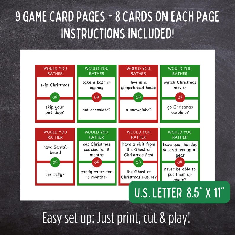Christmas Would You Rather Game - Silly Choice Fun Holiday Party Game ...