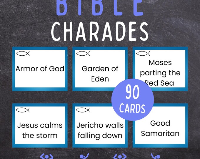 Bible Charades Cards Old Testament Game for Kids, Adults, Sunday School ...