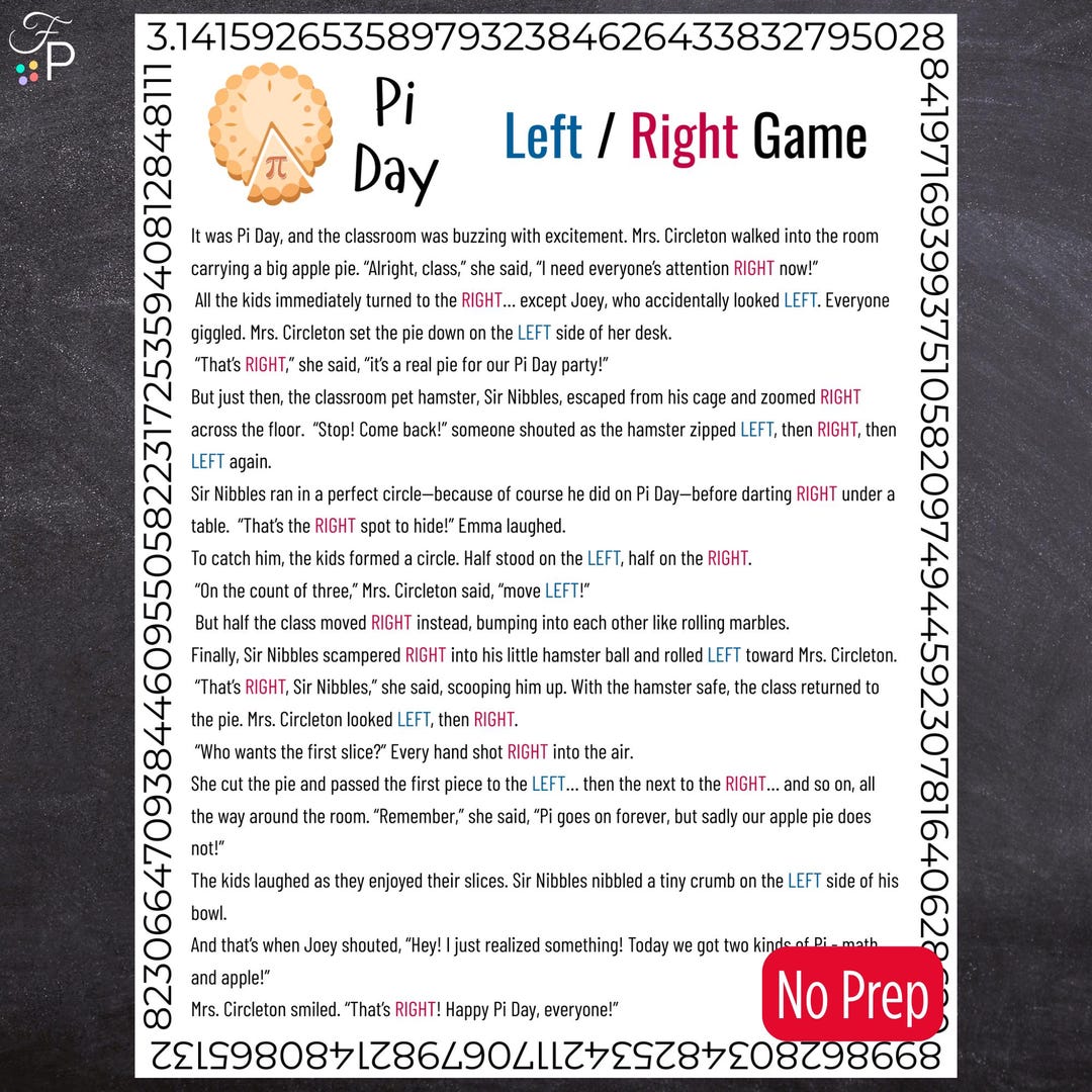 Pi Day Left Right Game - Easy No Prep Pass the Prize Game for Classroom ...