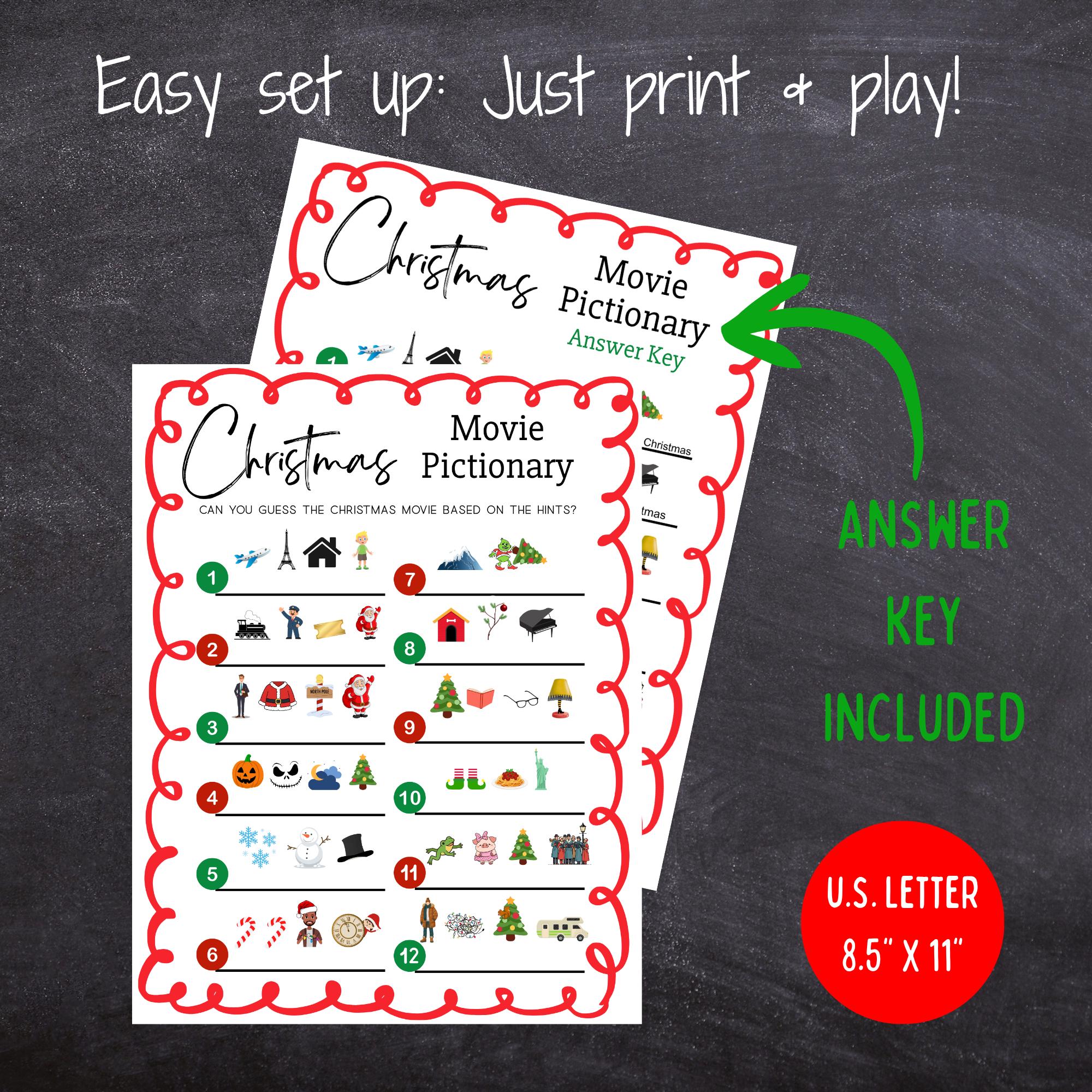 Christmas Movie Emoji Pictionary | Printable Christmas Game | Christmas ...