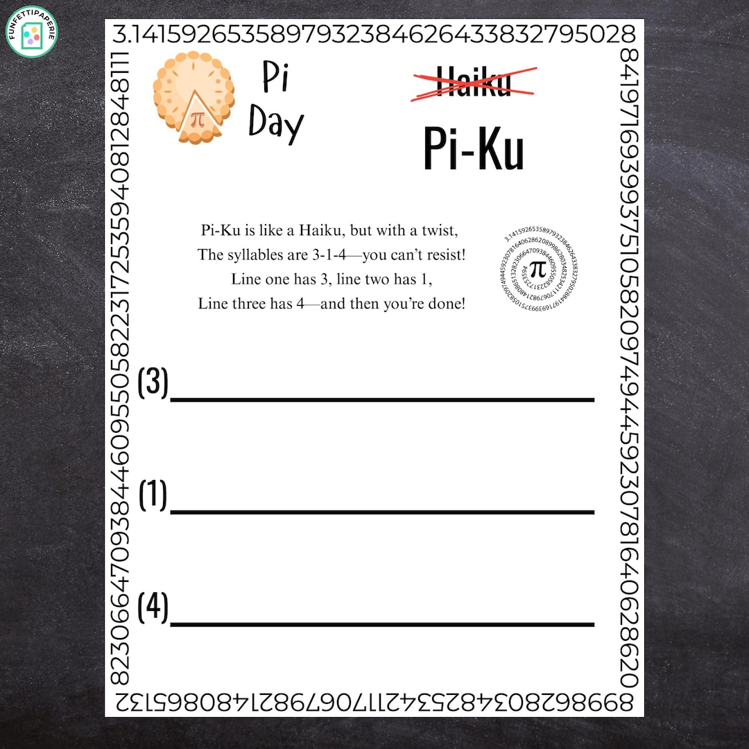 Pi-ku Poem Activity | Printable Pi Day Math Poetry Game | Classroom ...