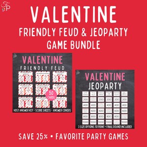 Valentine Friendly Feud & Jeoparty Game Bundle | Printable Valentine ...