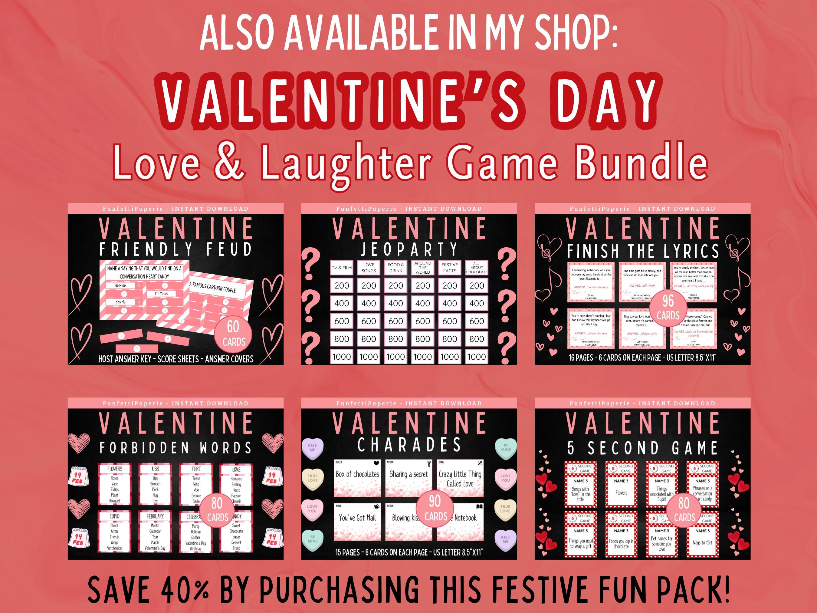 Valentine's Day 5 Second Game, Printable Valentine's Day Game ...