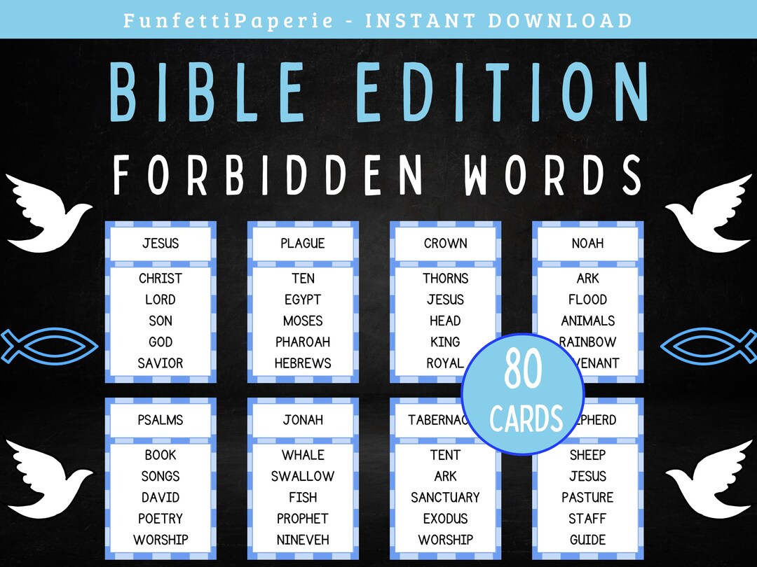Bible Forbidden Words, Printable Church Party Game for Groups, Taboo ...