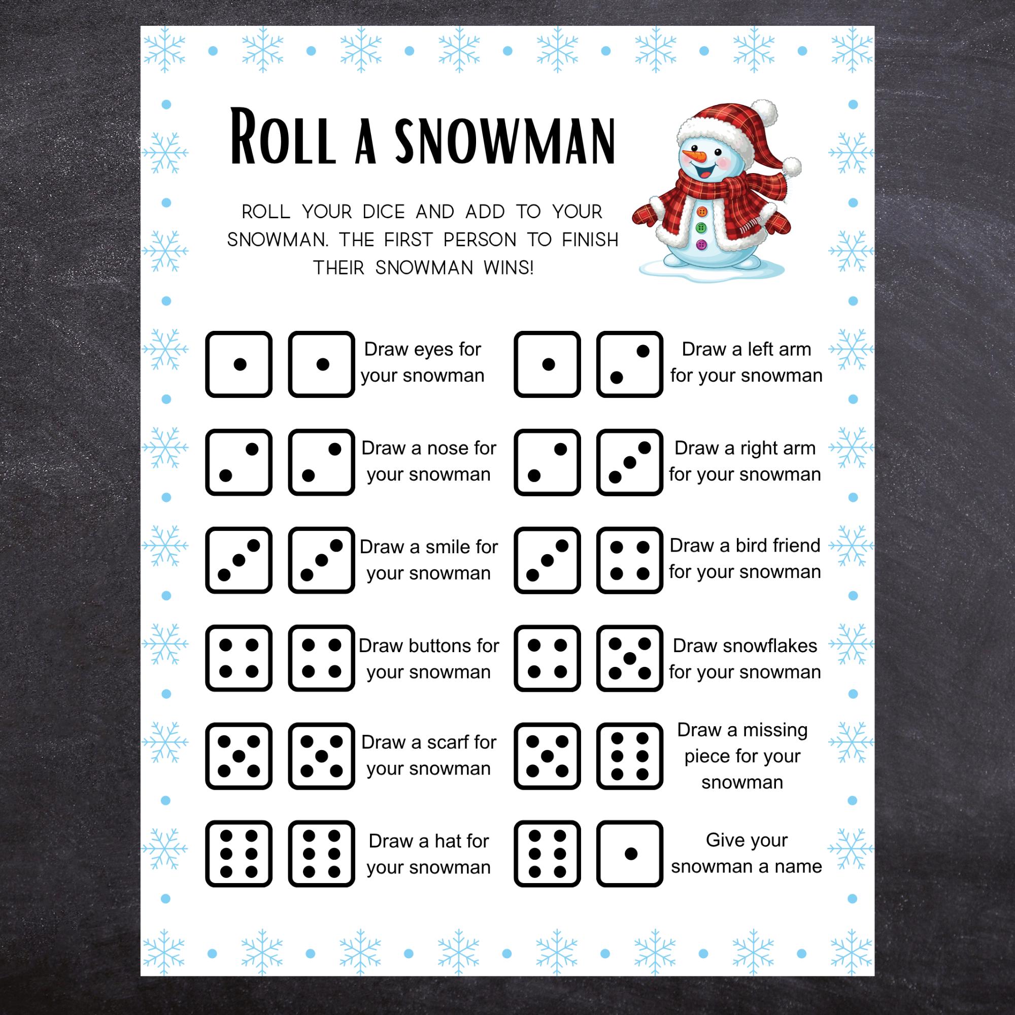 Roll a Snowman Dice Game | Holiday Party Game, Winter Classroom ...