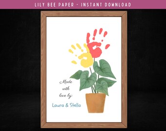 Mothers Day Handprint Flower Craft for Kids Printable PDF, Personalized ...