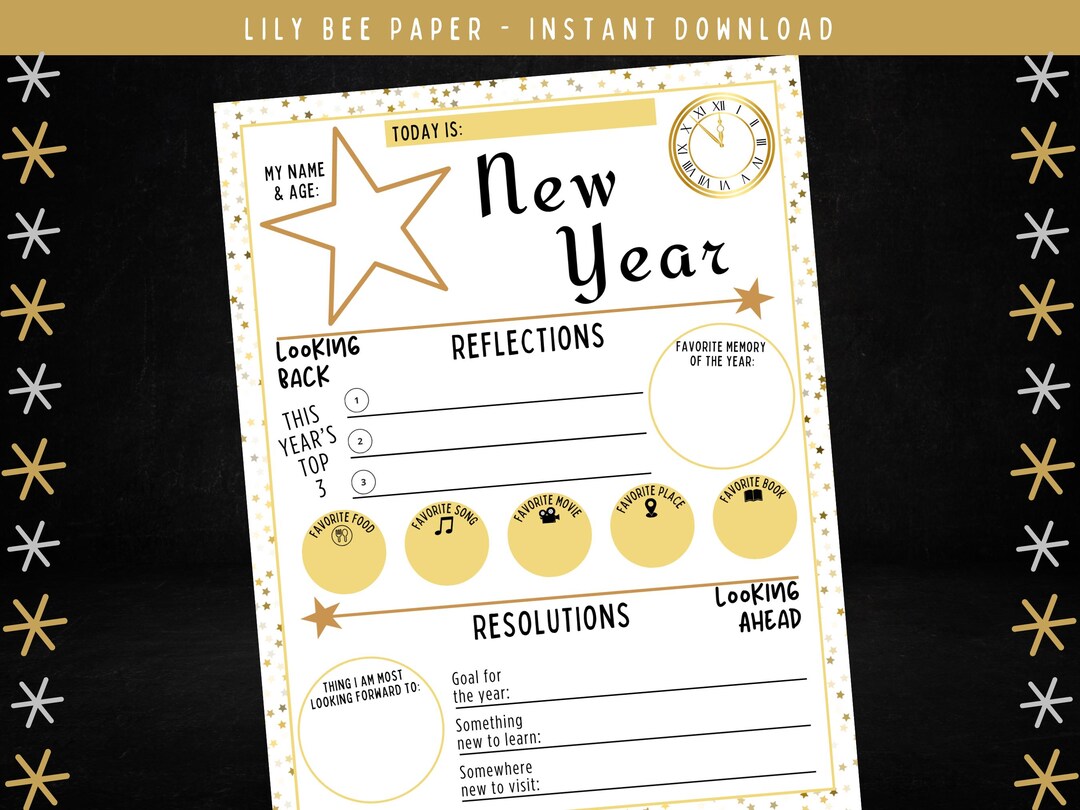 Year in Review, New Years Eve Printable for Kids and Adults, Family ...