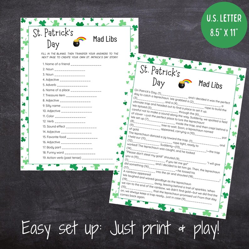 St Patricks Day Mad Libs | Printable St Patrick's Day Activity for Kids ...