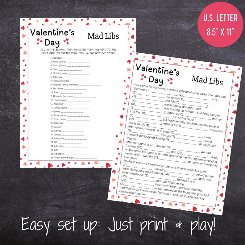 Valentine's Day Mad Libs | Printable Valentine Game | Valentine's Day ...