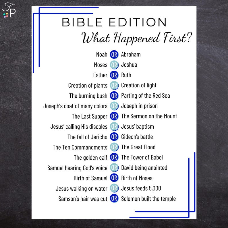 Bible What Happened First | Printable Bible Activity for Kids, Adults ...