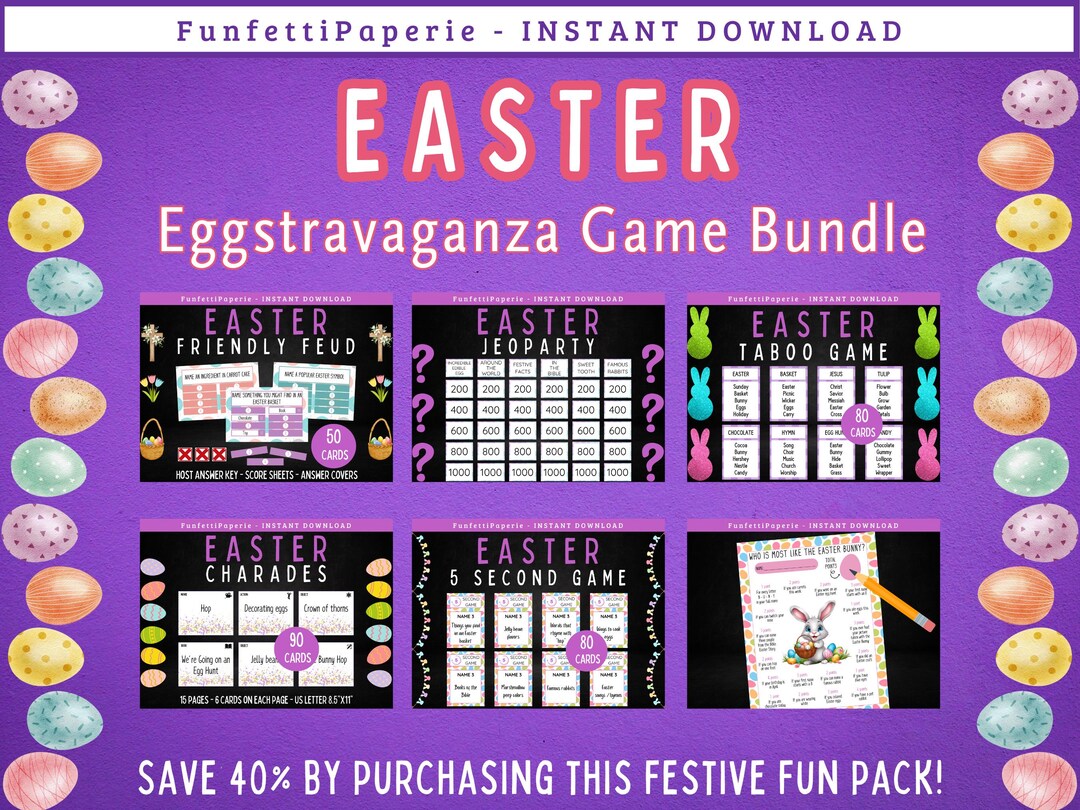 Easter Game Bundle, Printable Easter Games for Adults and Kids, Easter ...