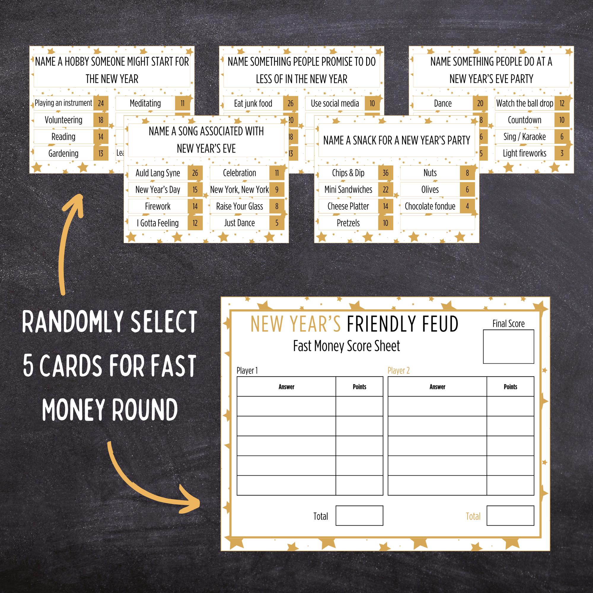 New Year's Eve Friendly Feud | Fun Printable New Year’s Party Game for ...
