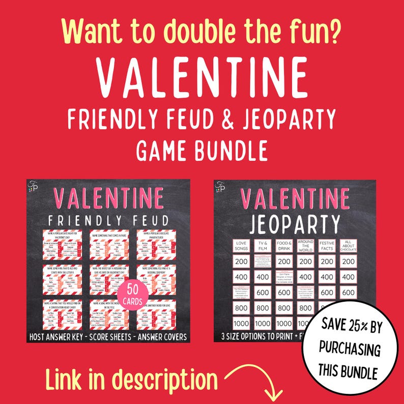 Valentine's Day Friendly Feud | Fun Printable Valentine Party Game for ...